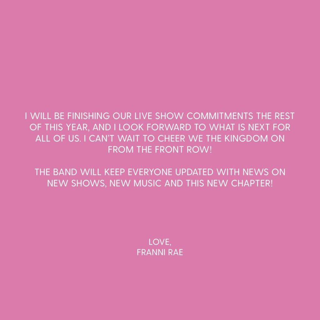Franni Rae Announces Brief Departure From We The Kingdom
